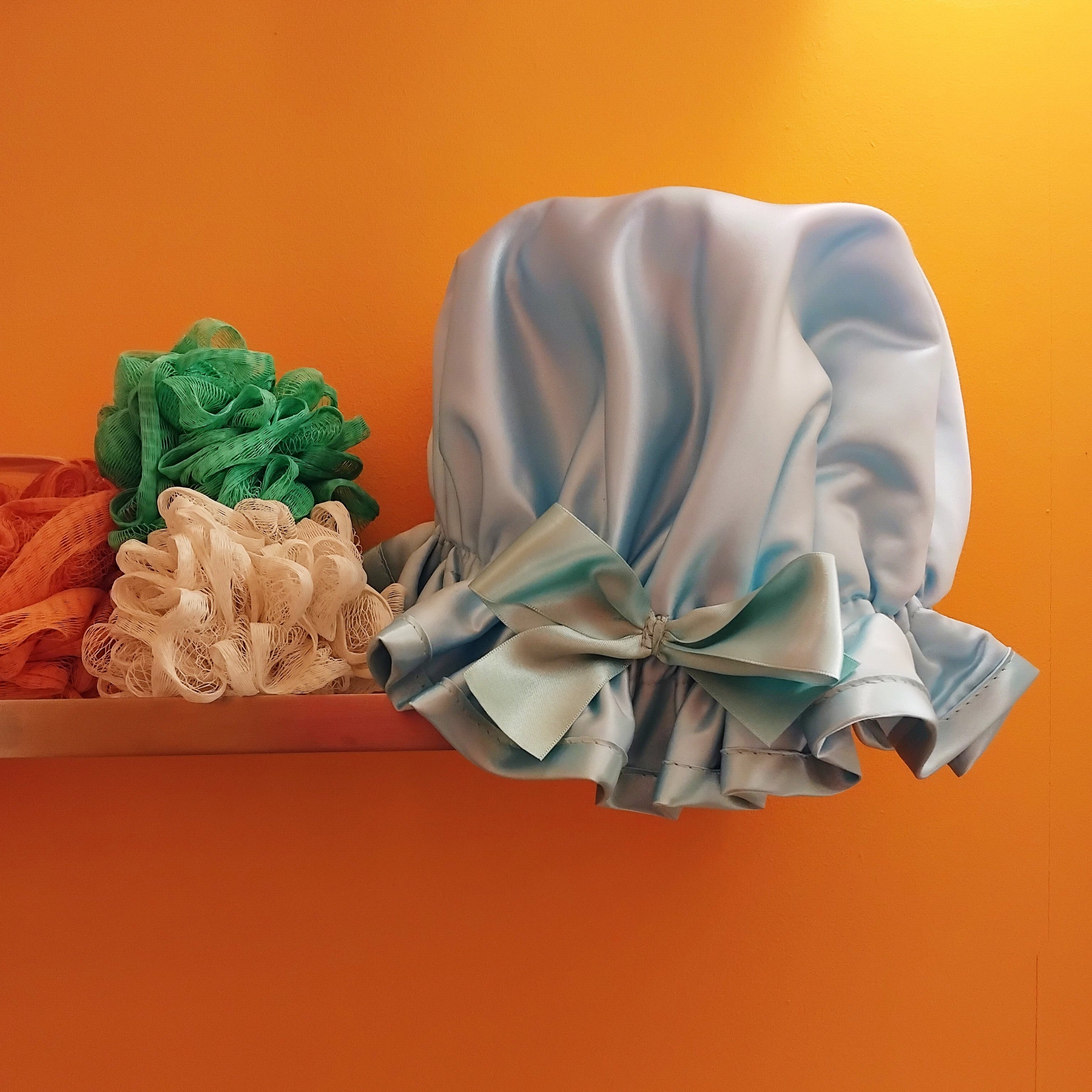 Light Blue Satin Shower Cap – SHOWER GODDESS